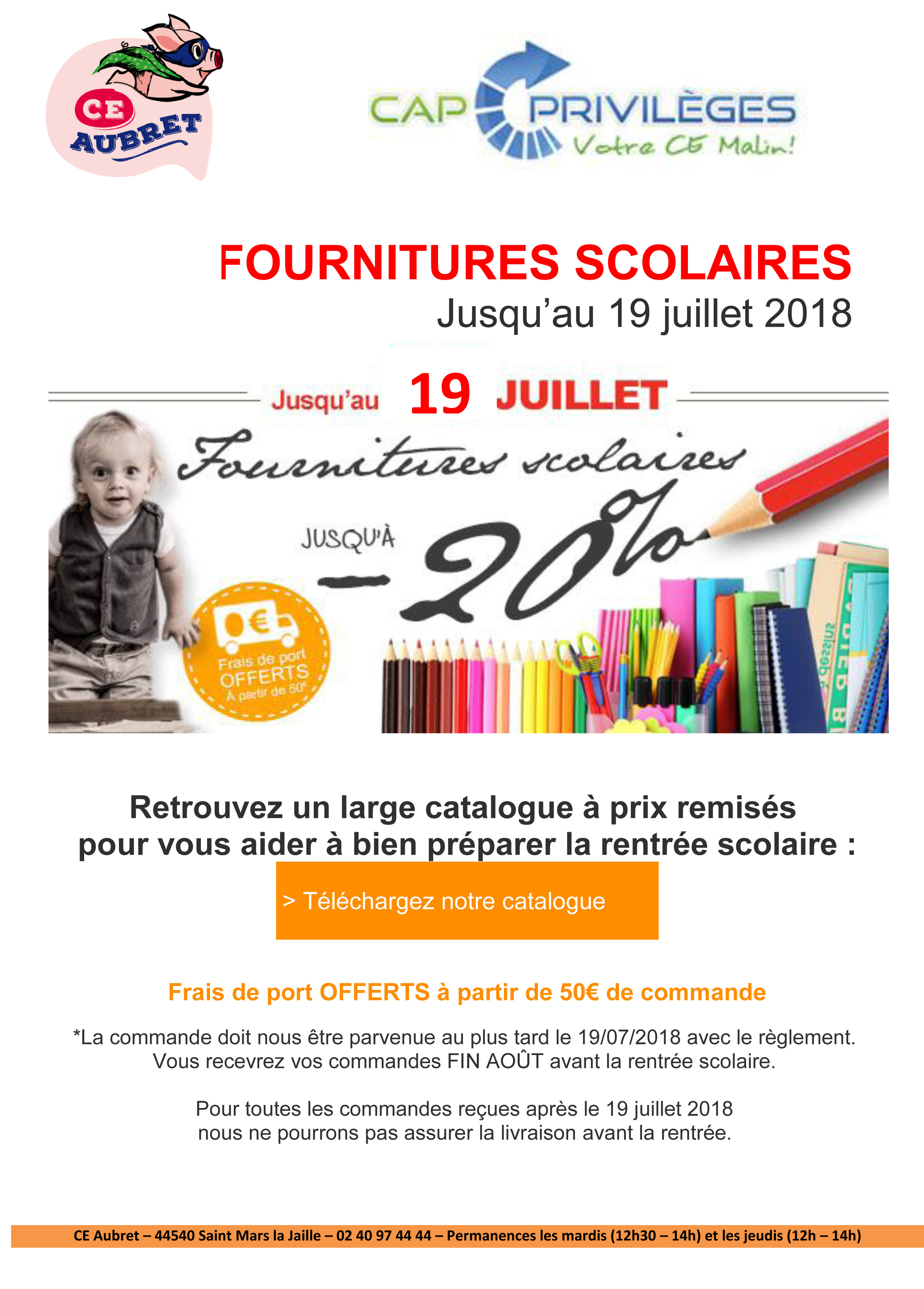 CAP PRIVILEGES: Opération fournitures scolaires – CSE AUBRET